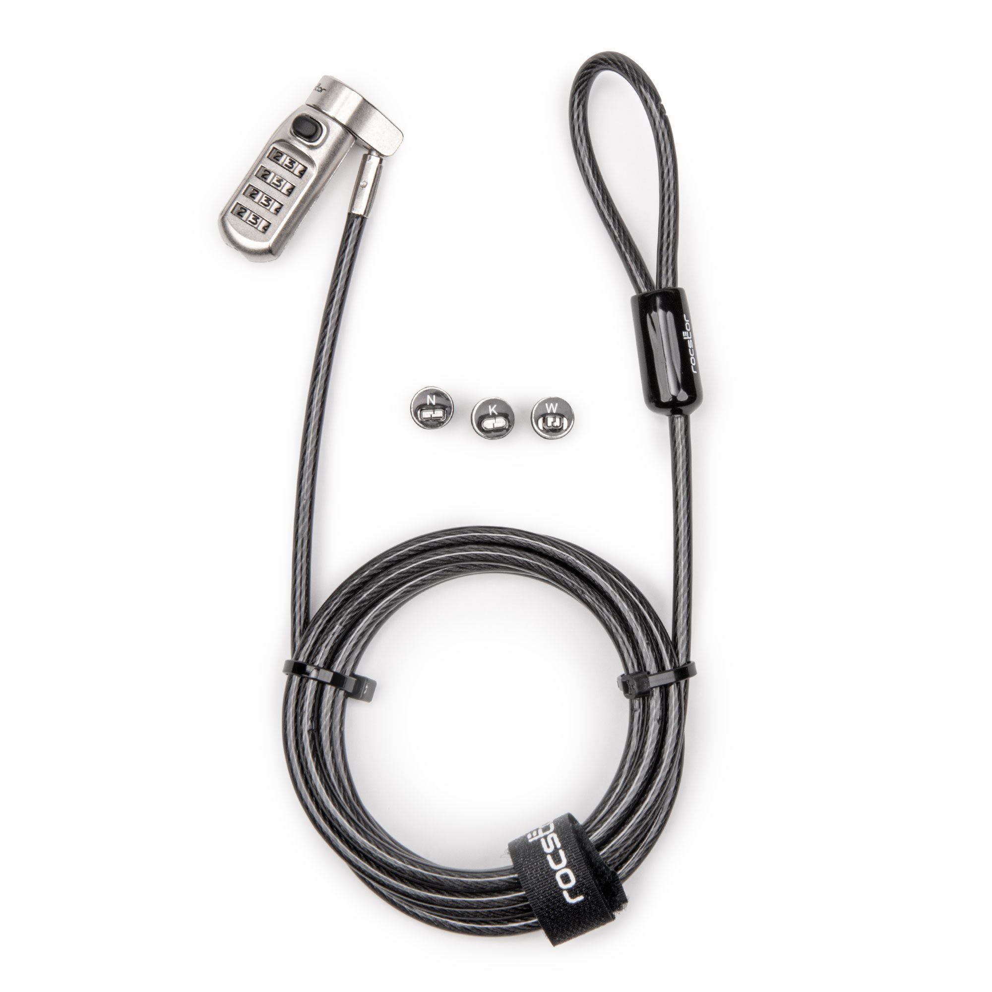 Rocbolt Universal 3-IN-1 Combination Security Laptop Lock for K-Slot, Nano and Noble Wedge Slots ...