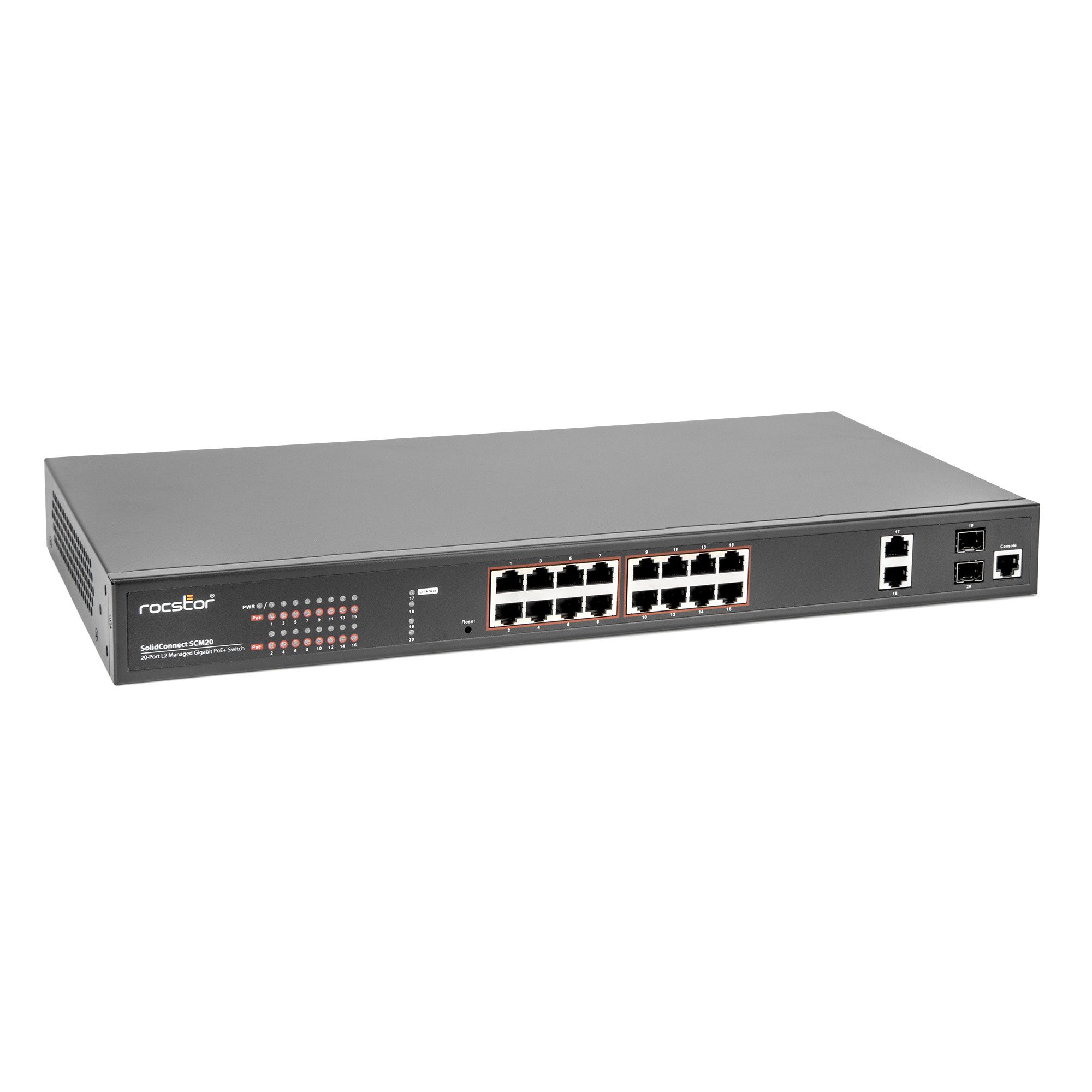 SolidConnect SCM20 16-Port PoE+ Gigabit L2 Managed Ethernet Switch – 16 ...