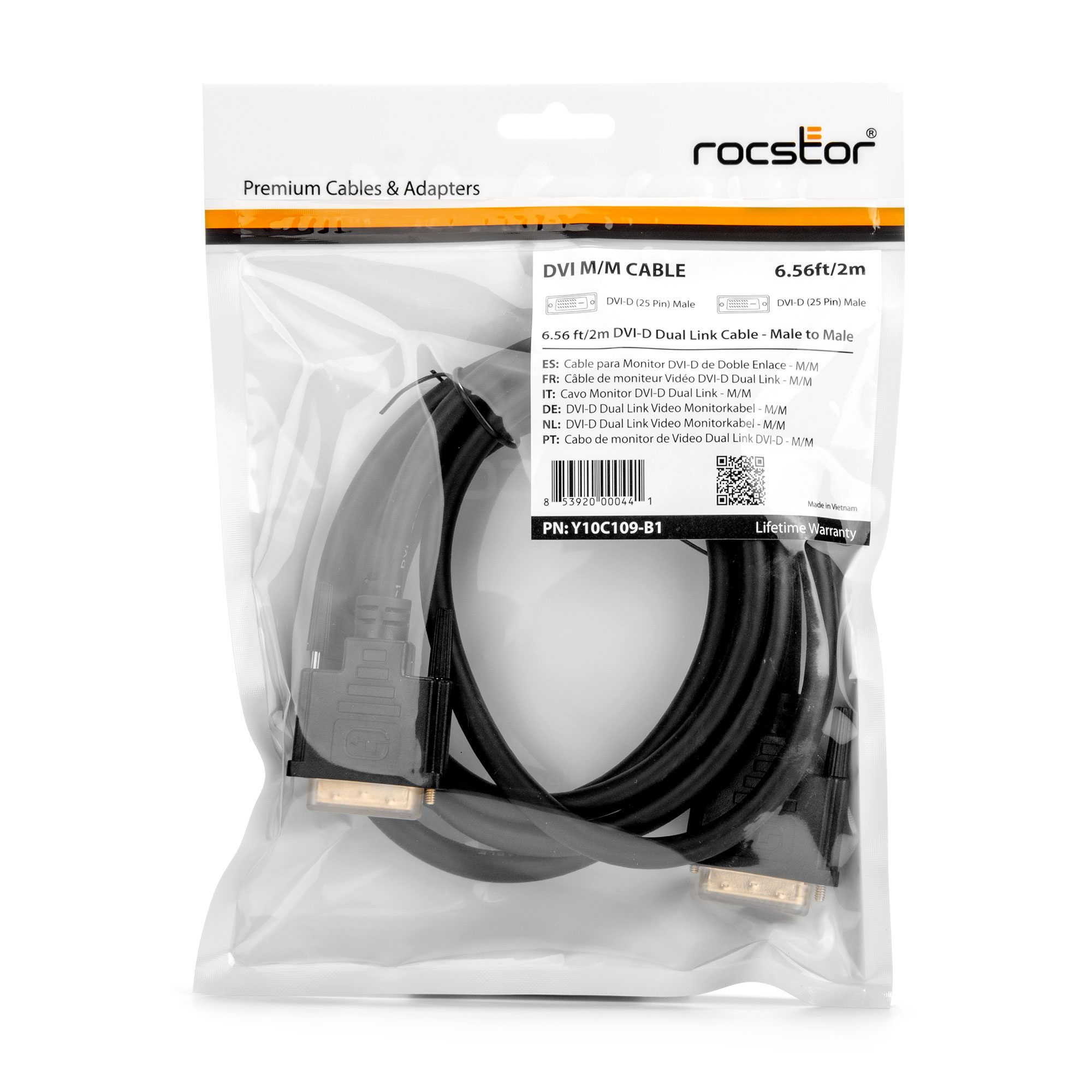 Rocstor Premium DVI-D Dual Link Display Cable M/M – 6 ft – Rocstor