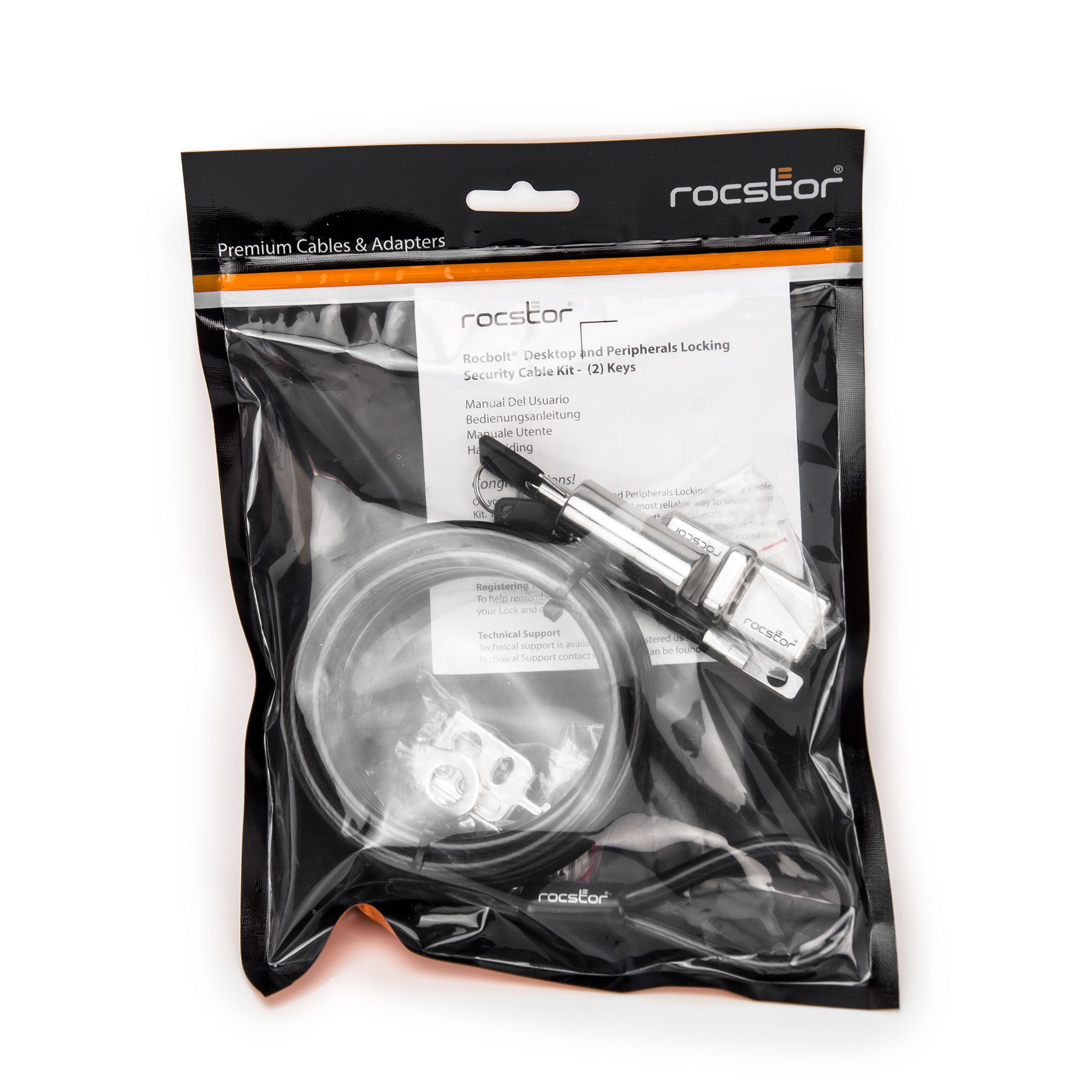 Rocbolt Security Lock Kit Cable for K-Slot 8ft – Rocstor
