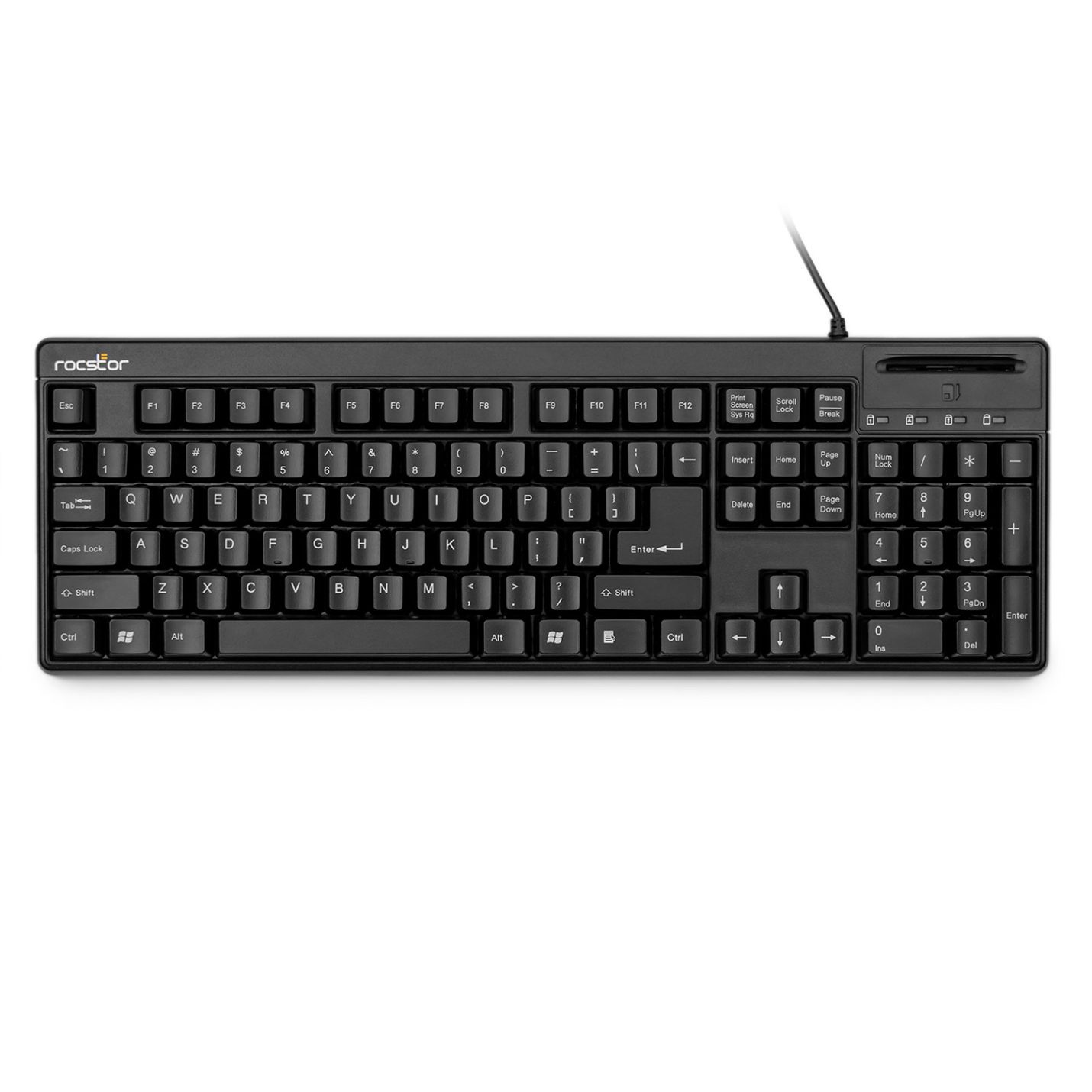 Rocstor KS20T 104-Key USB Keyboard with Built-in Smart Card Reader ...