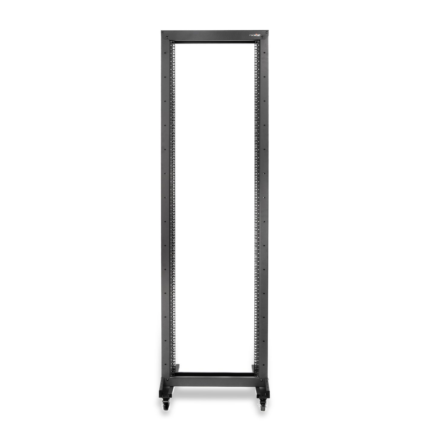 SolidRack 2-Post 42U Server Rack with Casters – Black – Rocstor