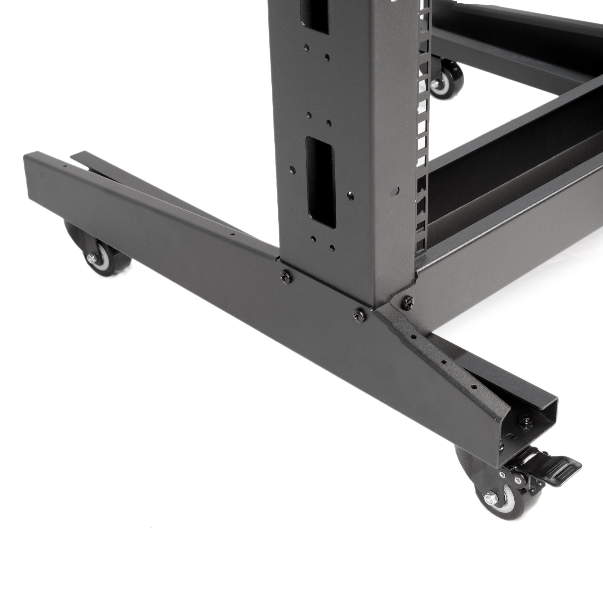 SolidRack 2-Post 42U Server Rack with Casters – Black – Rocstor