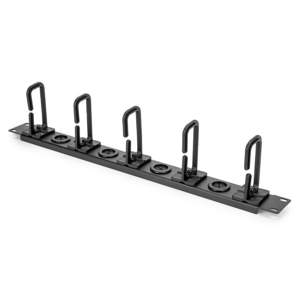 1U 19″ Cable Management Organizer – D Ring – Steel & Plastic – Black ...