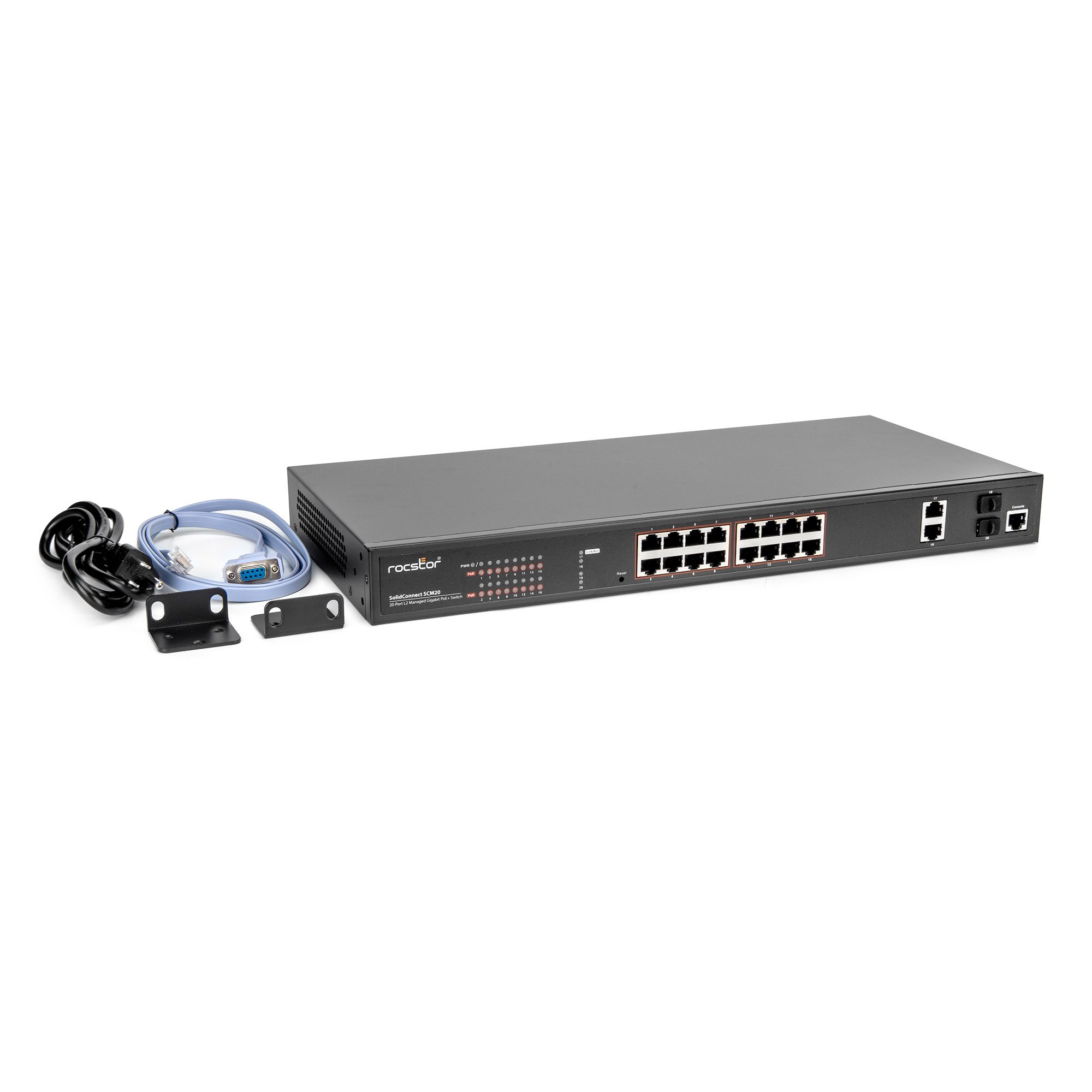 SolidConnect SCM20 16-Port PoE+ Gigabit L2 Managed Ethernet Switch - 16 ...