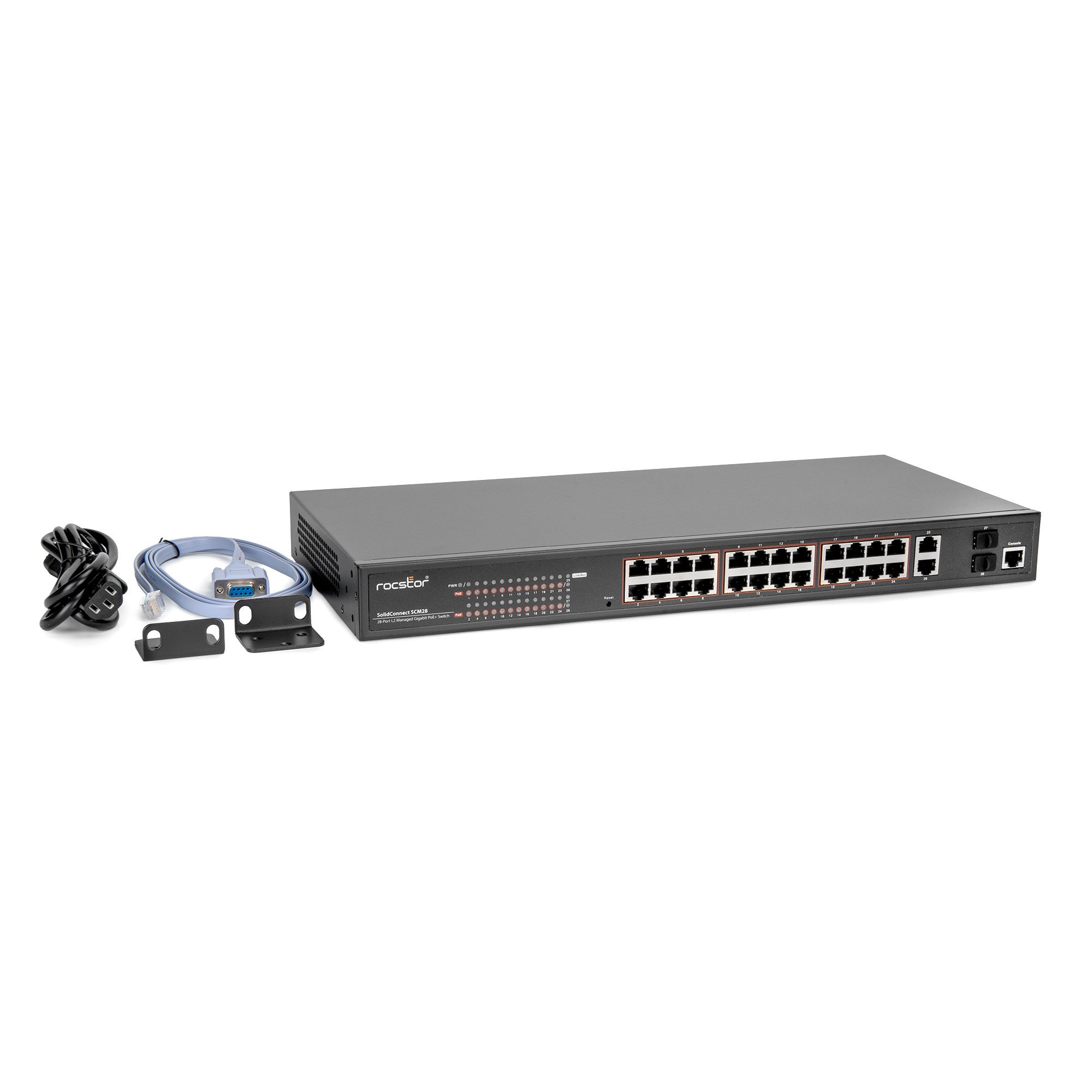SolidConnect SCM28 24-Port PoE+ Gigabit L2 Managed Ethernet Switch - 2 ...