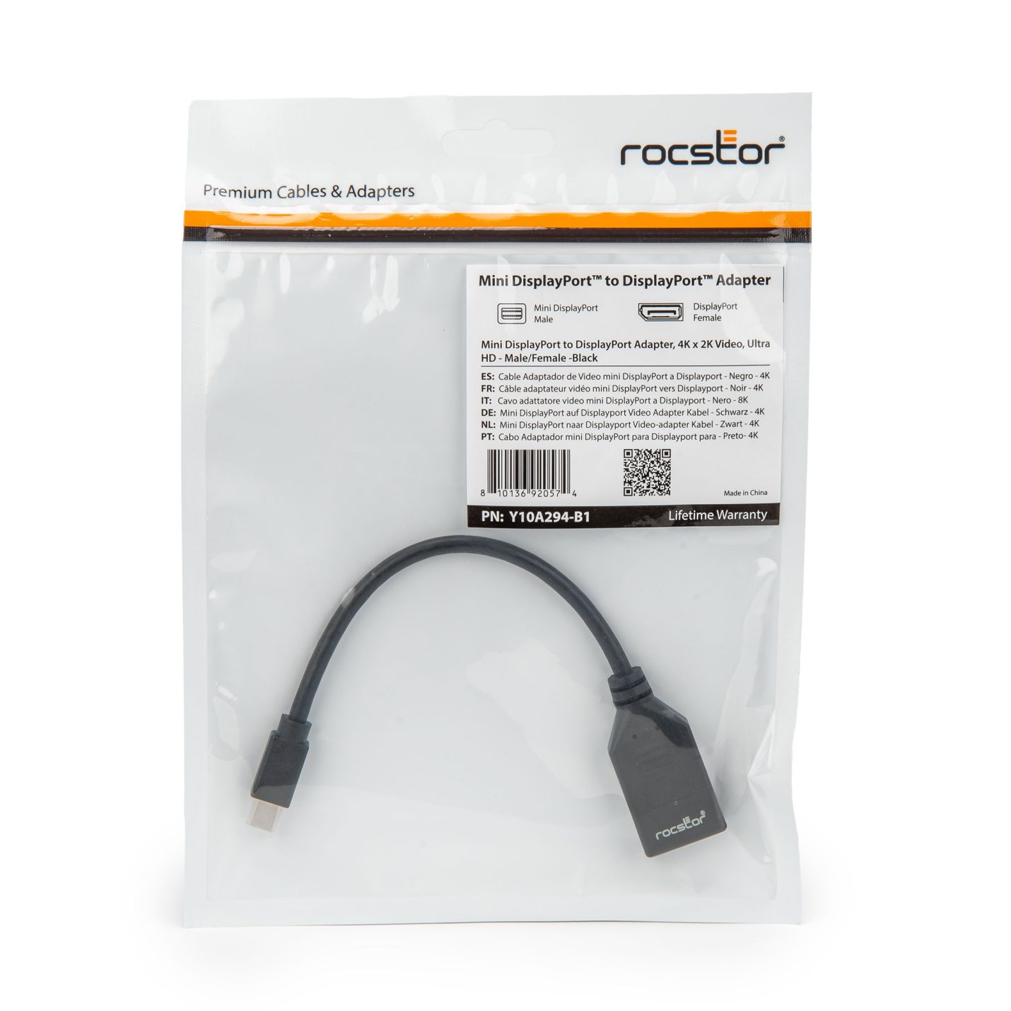 Mini DisplayPort to DisplayPort video Adapter, 4K – Male/Female -Black ...