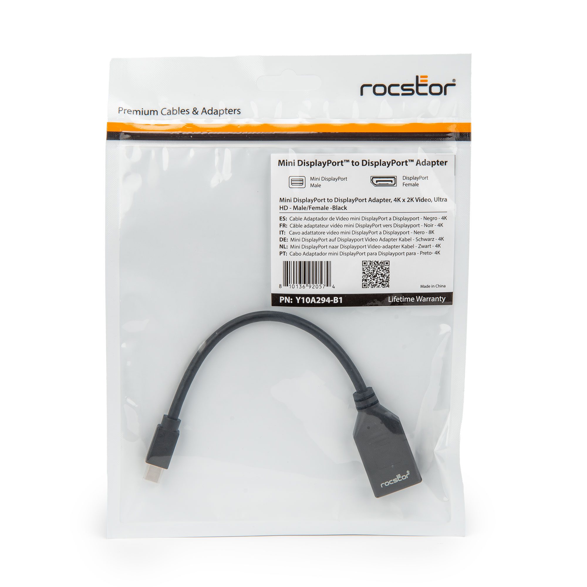 Mini DisplayPort to DisplayPort video Adapter, 4K – Male/Female -Black ...