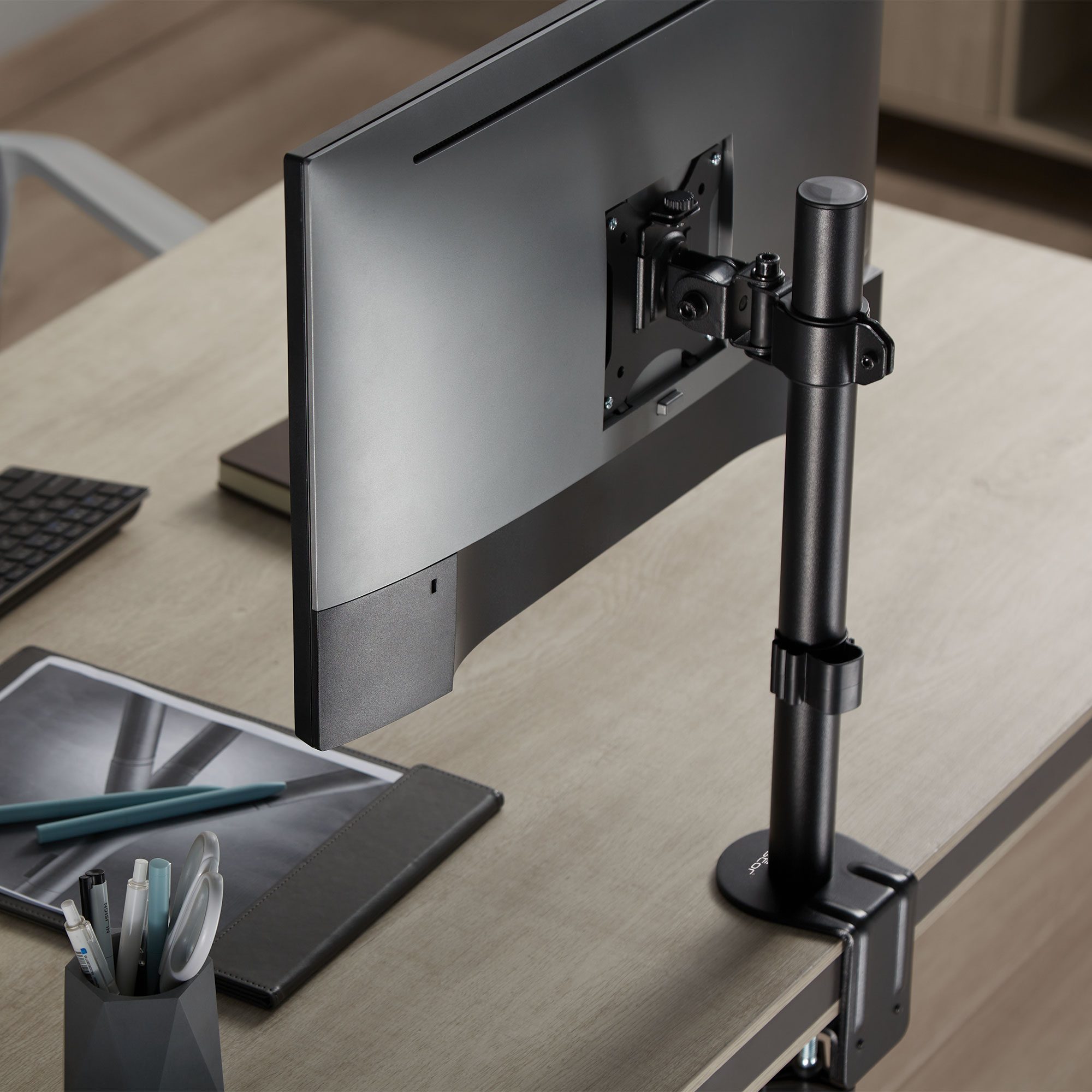 ErgoReach EP3 Single Monitor Pole Mount, C-Clamp & Grommet Up to 34
