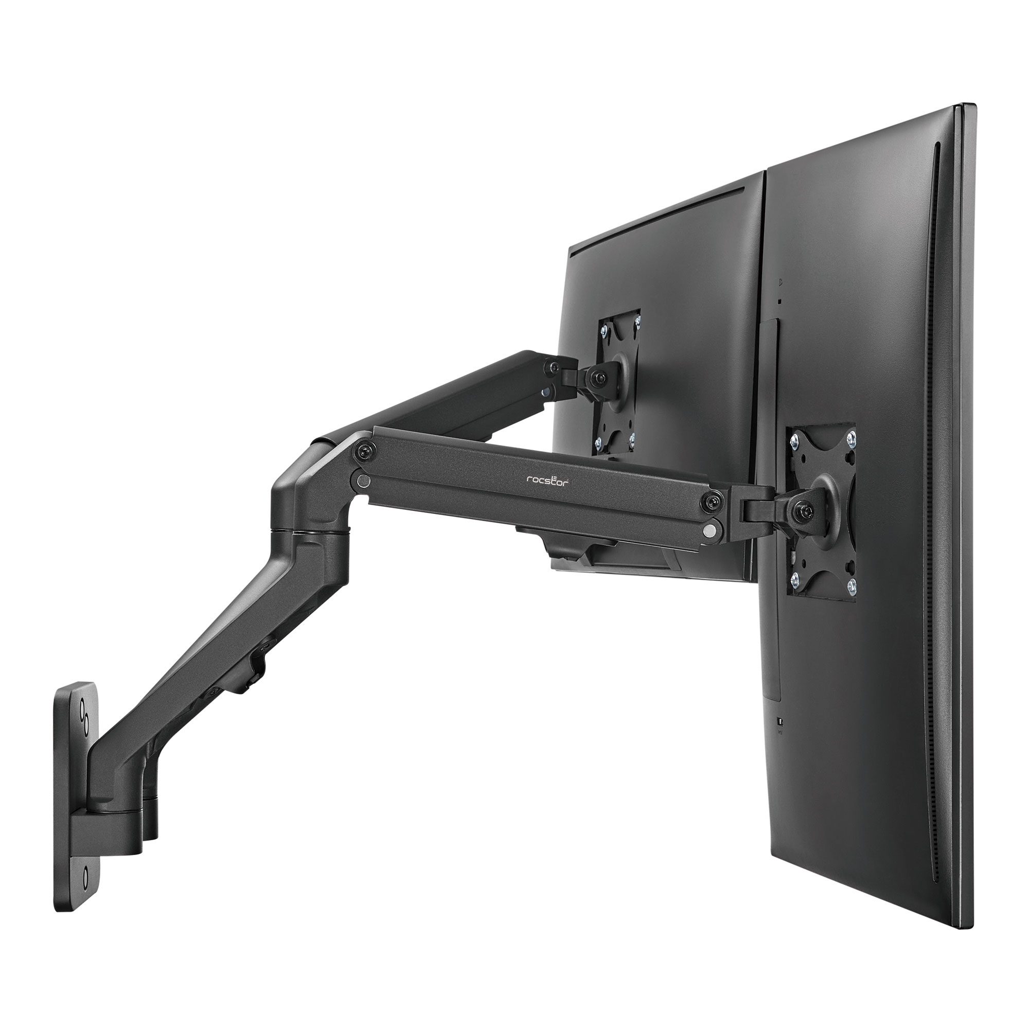 ErgoReach EW1 Premium Dual Ergonomic Wall Mount Monitor Arm, Up to 27