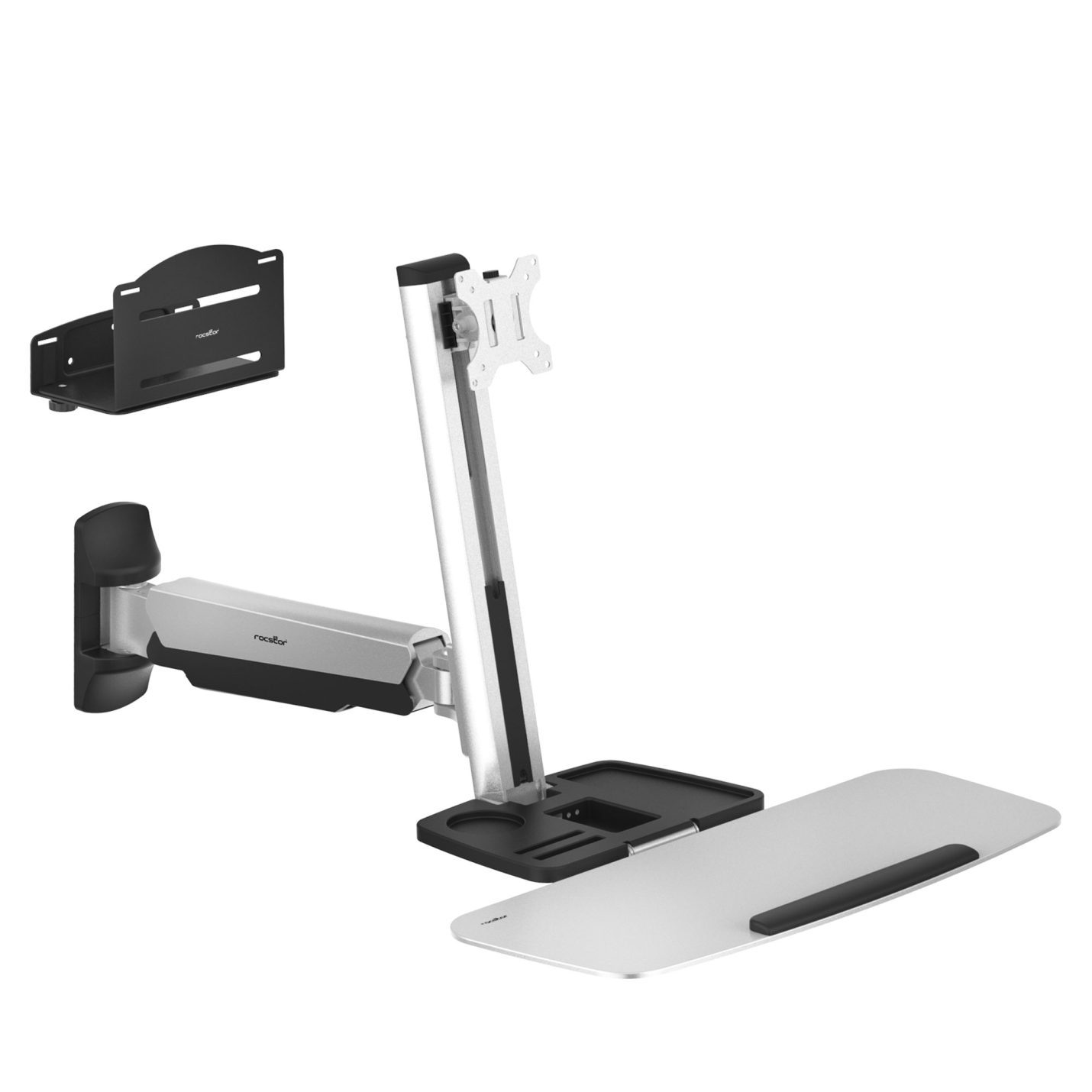 ErgoCenter EW2 Premium Single Monitor Wall Mount Workstation – Rocstor