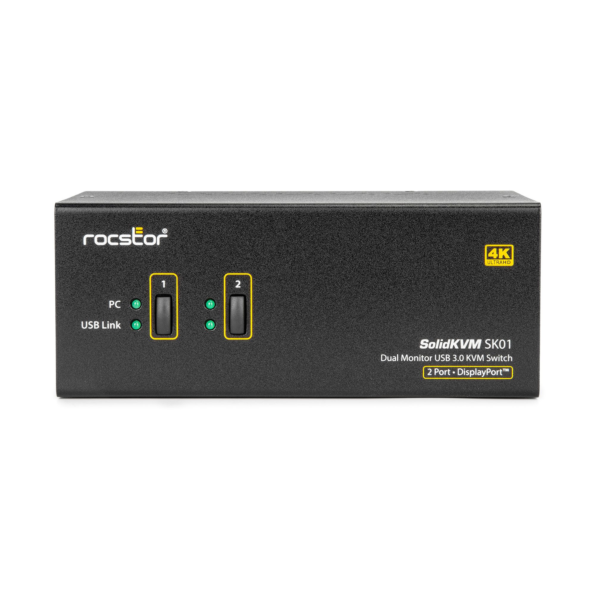 SolidKVM SK01 2-Port 4K Dual View DisplayPort Desktop KVM Switch - (TAA)