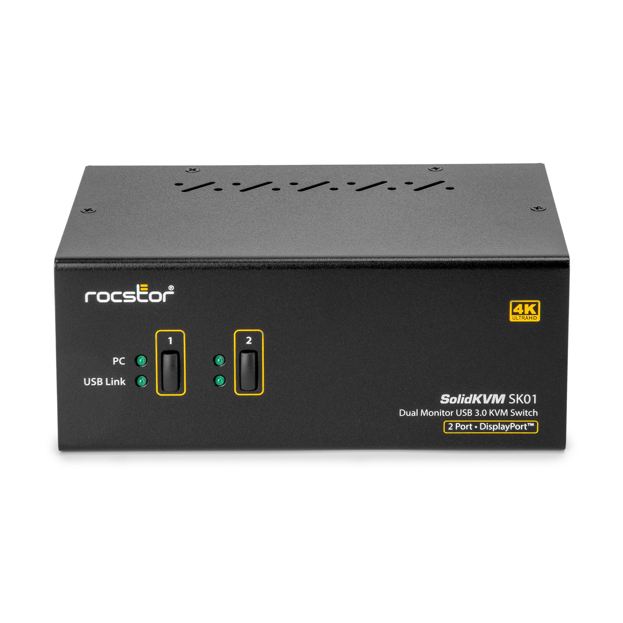 SolidKVM SK01 2-Port 4K Dual View DisplayPort Desktop KVM Switch - (TAA)