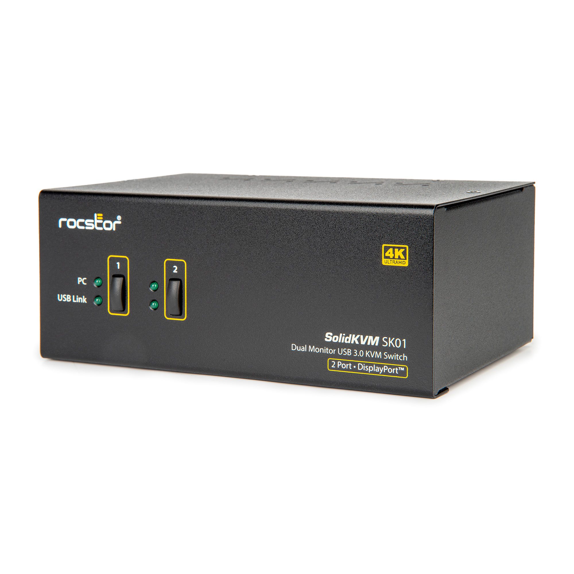 SolidKVM SK01 2-Port 4K Dual View DisplayPort Desktop KVM Switch - (TAA)