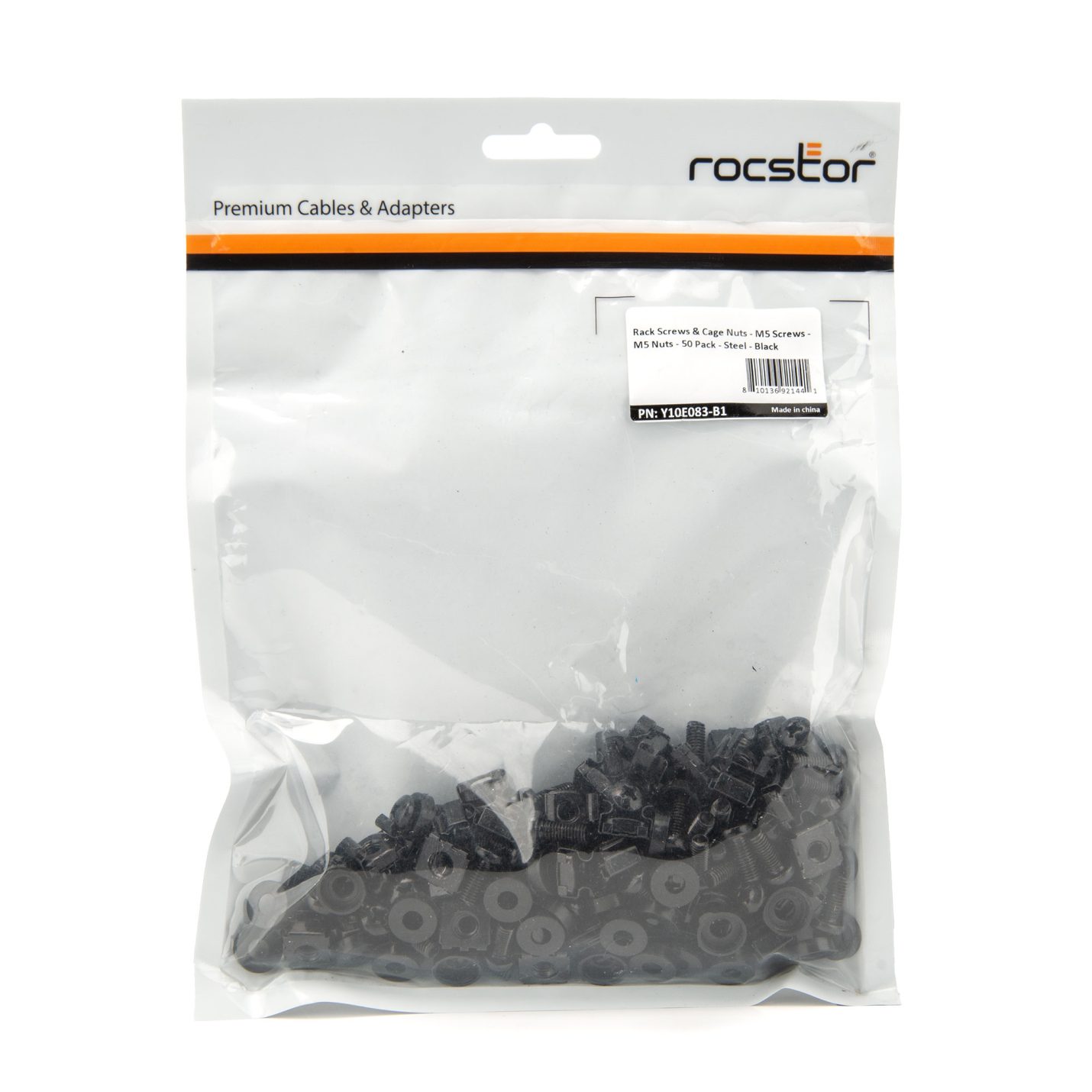 Rack Screws & Cage Nuts – M5 Screws – M5 Nuts – 50 Pack – Black – Rocstor