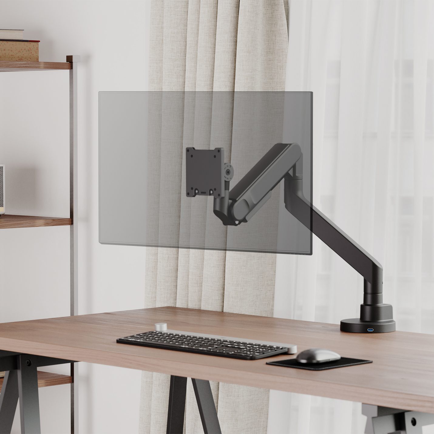 ErgoReach ED7 Single Ergonomic Heavy-Duty Monitor Arm With USB-A & USB ...