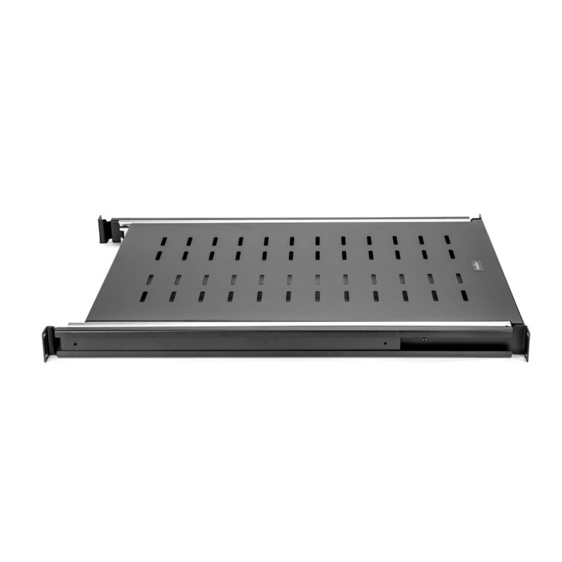 1U Universal Adjustable Vented Sliding Shelf for 19″ Rack – Black ...