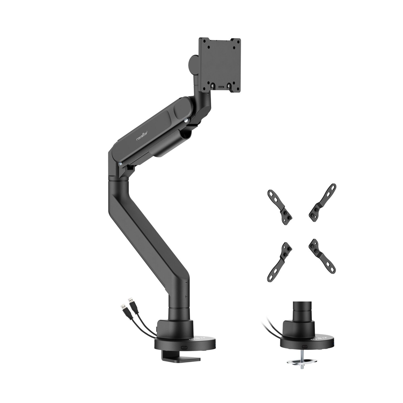ErgoReach® ED7 Single Ergonomic Heavy-Duty Monitor Arm With USB-A & USB ...