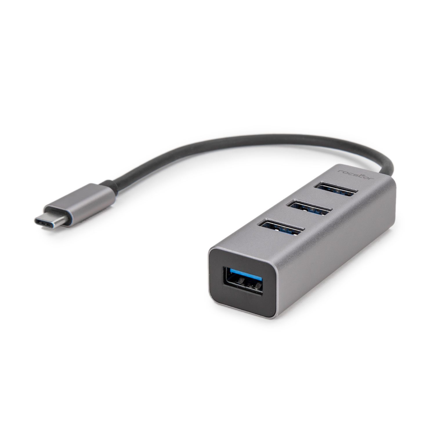 Portable 4-Port Hub – USB-C to 4x USB 3.0 Type-A – Aluminum Gray ...