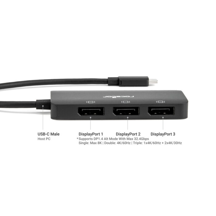 USB Type-C 4K Tripple DisplayPort Adapter, 3x DisplayPort 4K Ports, DP ...