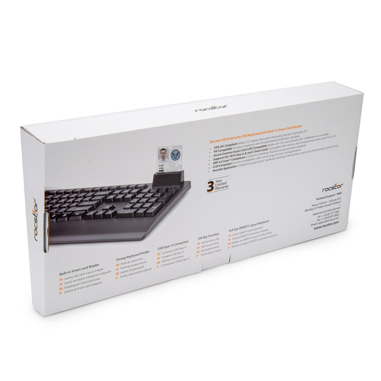 KS18 Security USB Keyboard with Built-in Smart Card Reader – 104 Keys ...