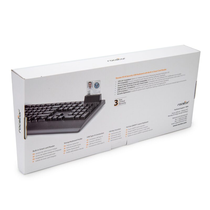 KS18 Security USB Keyboard with Built-in Smart Card Reader – 104 Keys ...