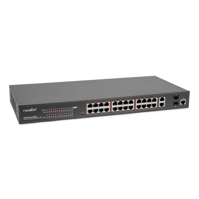 SolidConnect SCM28 24-Port PoE+ Gigabit L2 Managed Ethernet Switch – 2 ...